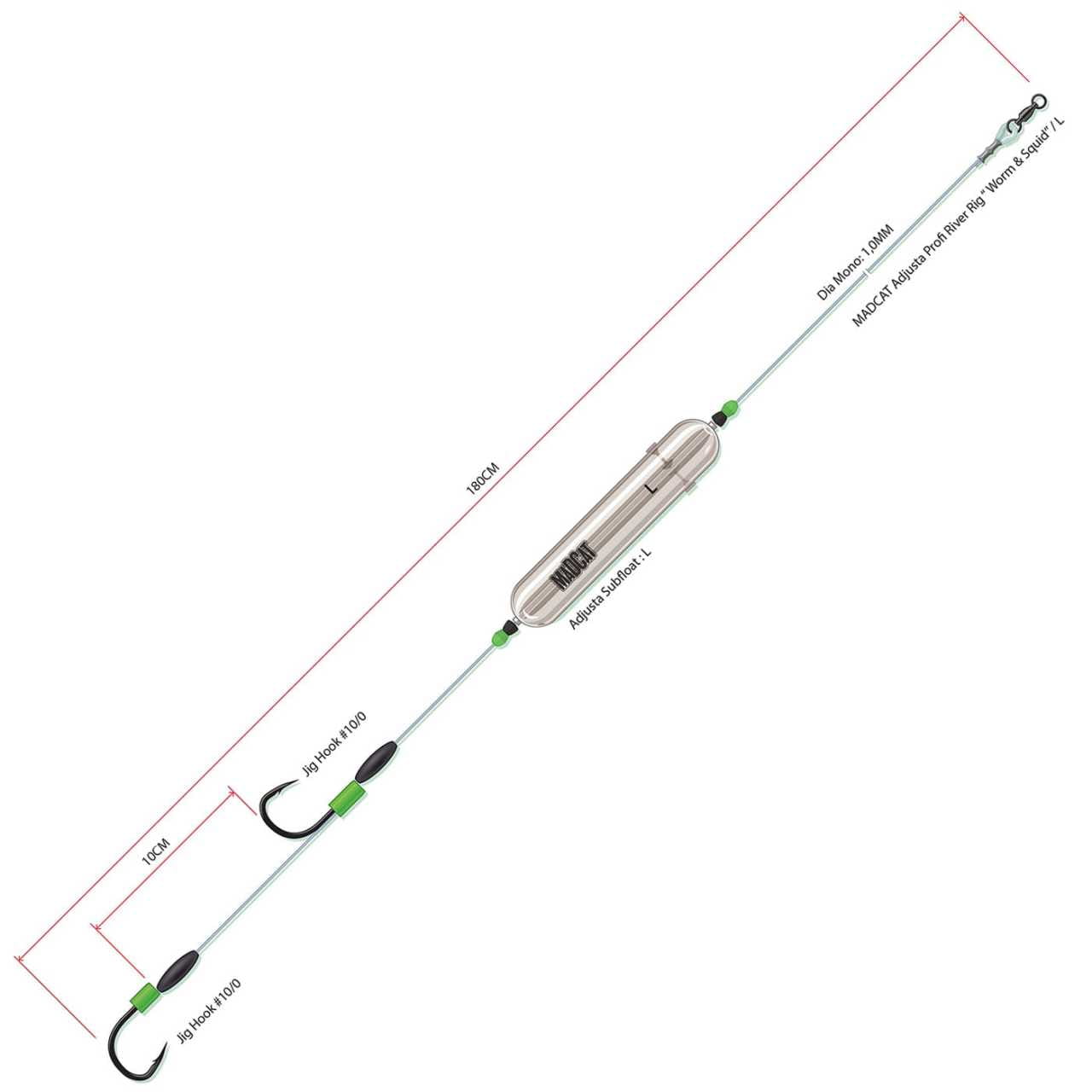 DAM MadCat Adjusta Profi River Rig Worm & Squid 180cm 100lb 60g | 55991