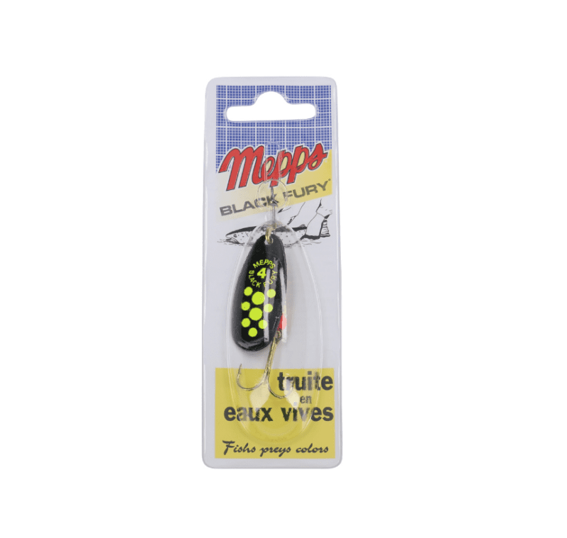Mepps Black Fury Black with chartreuse dots Size 1 3.5g | 52-35001